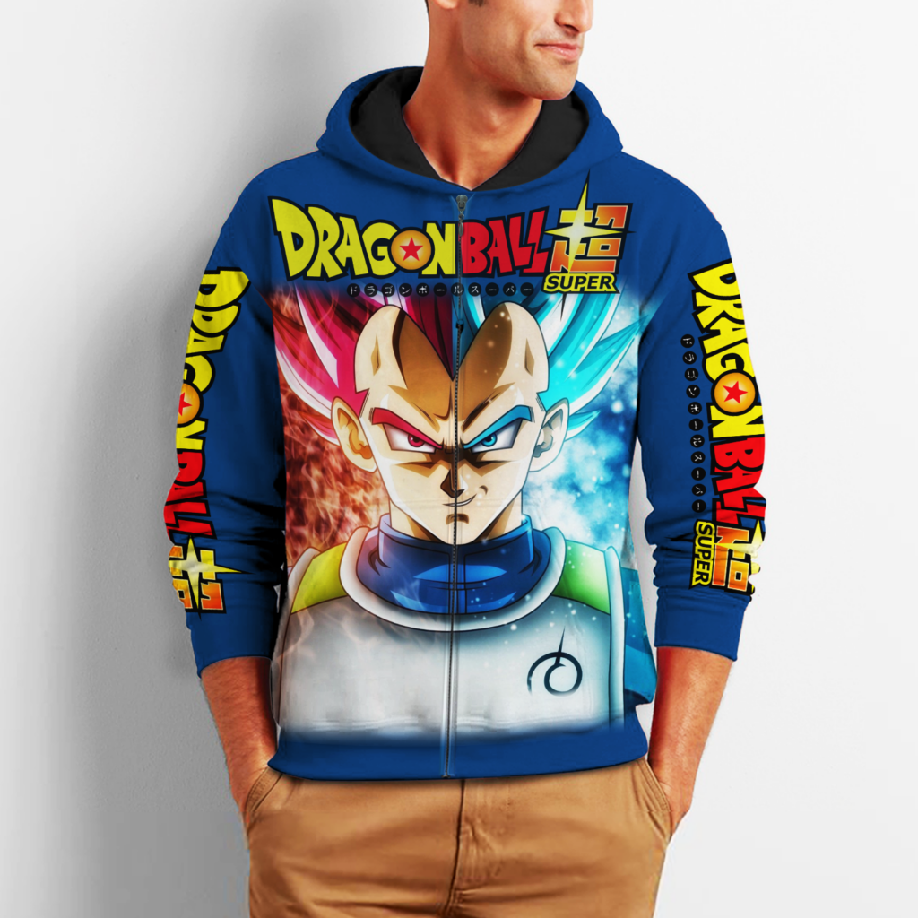 Prince Vegeta Zip Hoodie Cosplay Dragon Ball Shirt Anime Fan Gift VA06 ...