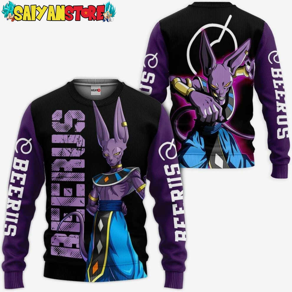 Beerus Hoodie Shirt Dragon Ball Anime Zip Jacket - Saiyanstore.com